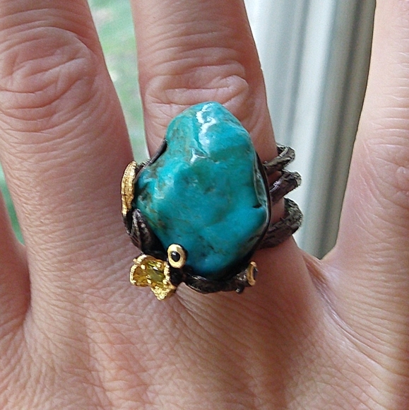 Jewelry | Natural Arizona Turquoise Sterling Artistic Ring | Poshmark